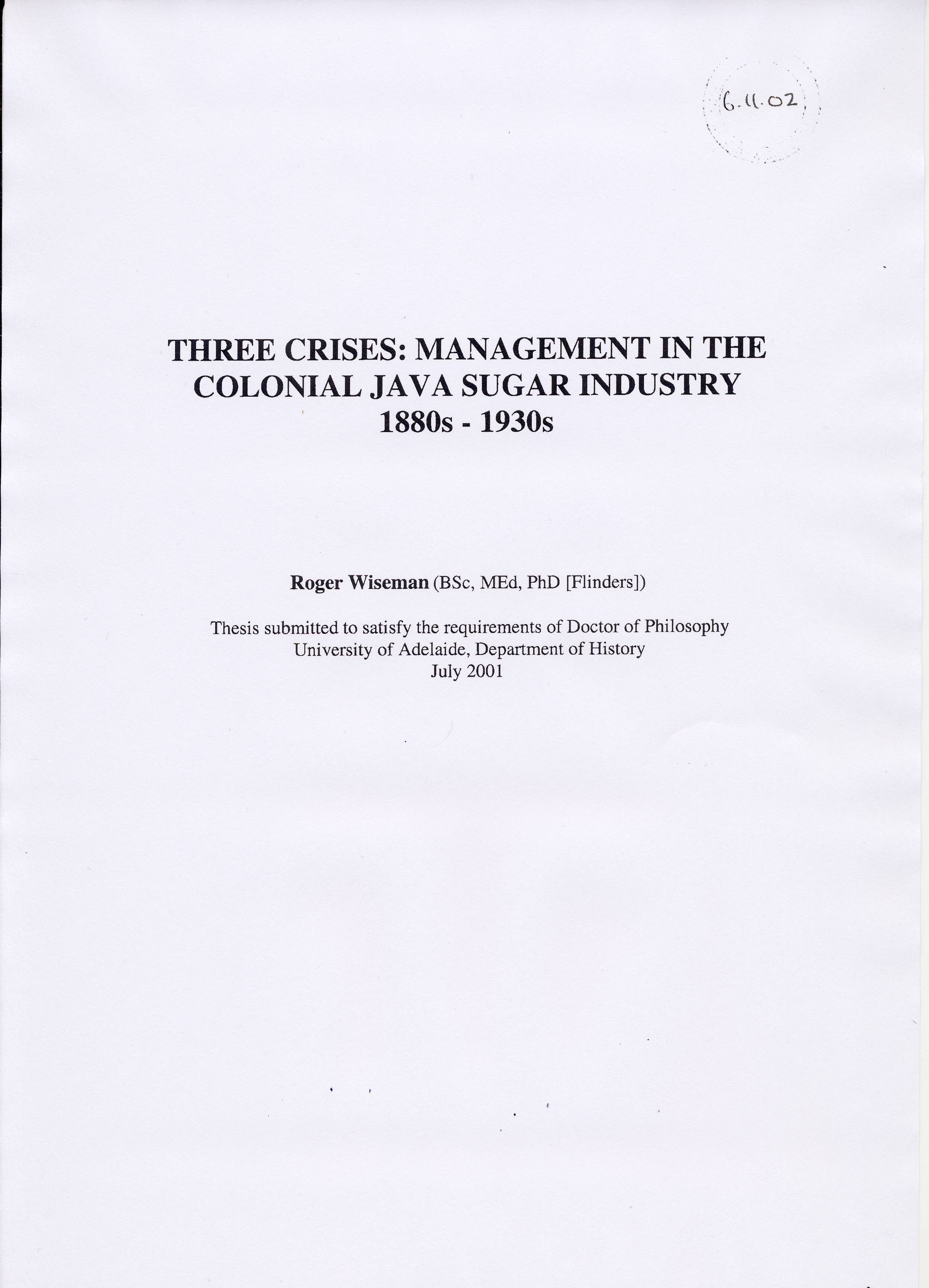 Three Crises. Management in the Colonial Java Sugar Industry | Museum ...